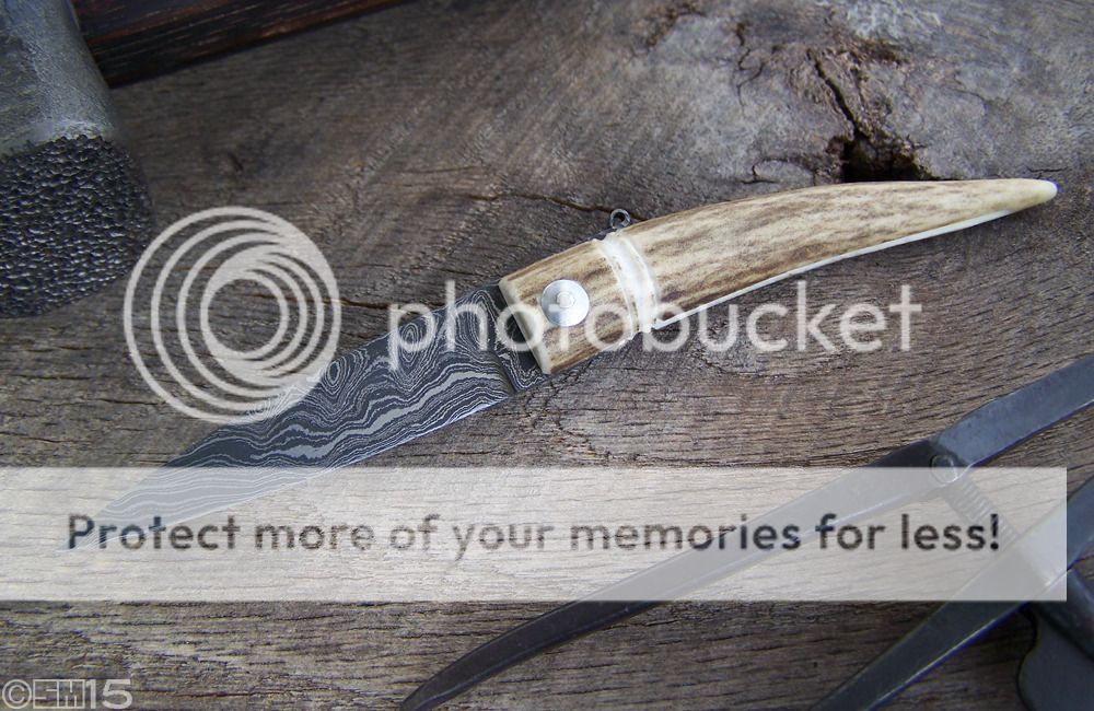 2 Damascus Antler Tip Friction Folders - End of Year Sale | BladeForums.com