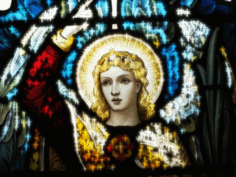 Glittery Stained Glass Angel | I used glitterboo.com to add … | Flickr